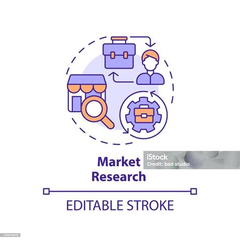 2d Colorful Thin Linear Icon Market Research Concept Stock Illustration
