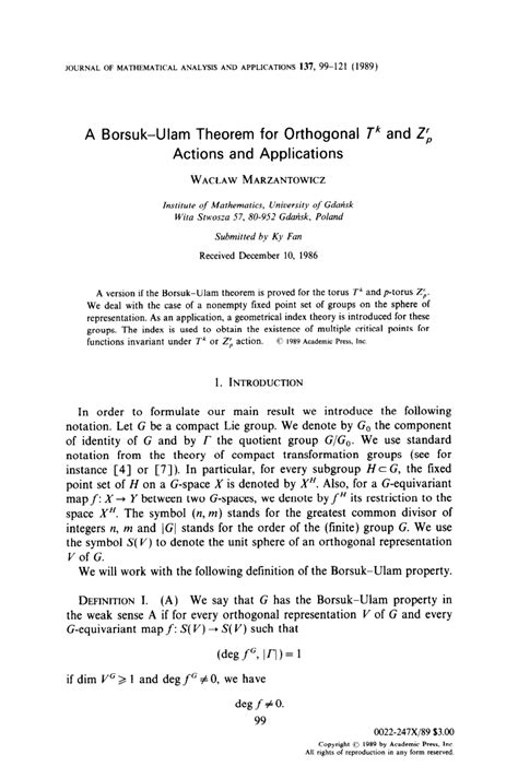 Pdf A Borsuk Ulam Theorem For Orthogonal Tk And Zpr Actions And Applications