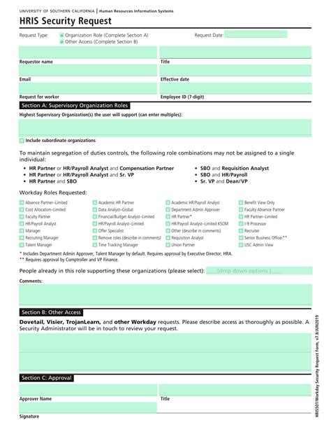 Hris501workday Security Request Form