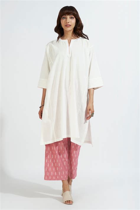 Leisure Tunic Moonlit Ivory And Stitched Delight Maati Crafts
