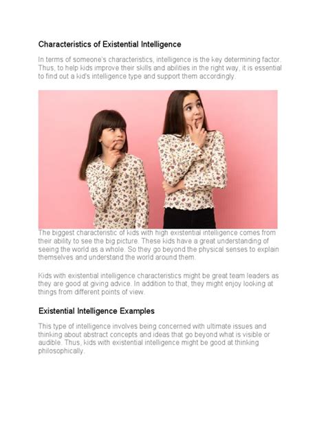 Characteristics Of Existential Intelligence Pdf Intelligence