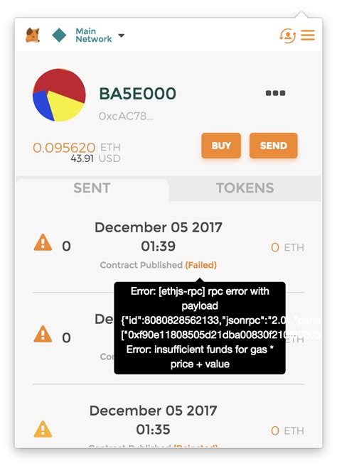 Transfer Fails Stating Insufficient Funds · Issue 2655 · Metamask