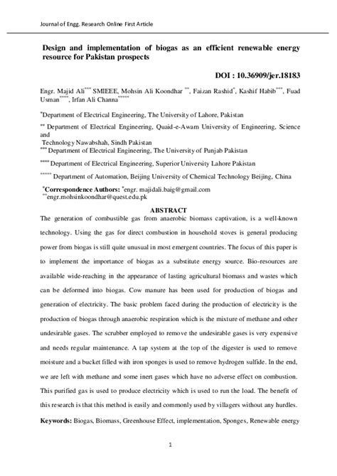 Pdf Design And Implementation Of Biogas As An Efficient Renewable