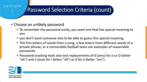 Operating Systems Security Lecture 7 Password Authentication Esu