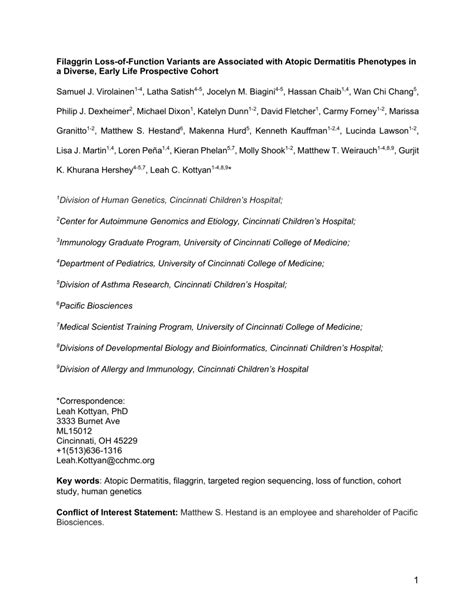 Pdf Filaggrin Loss Of Function Variants Are Associated With Atopic
