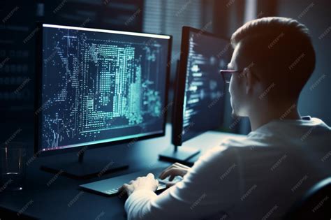 Premium Photo Immersed In The Code Rearview Shot Of A Young