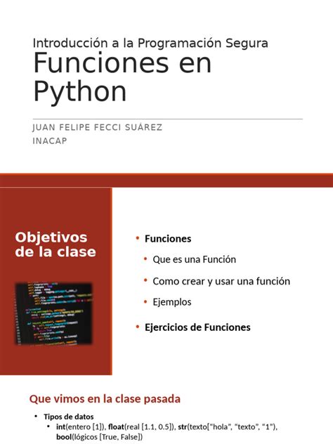 Introducción A Funciones En Python Pdf Python Lenguaje De