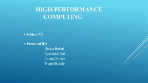 High Performance Computing In Cyber Security Ppt