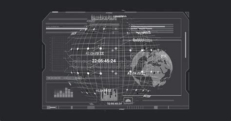 Global Data Visualization Image Over Rotating Digital World Map With