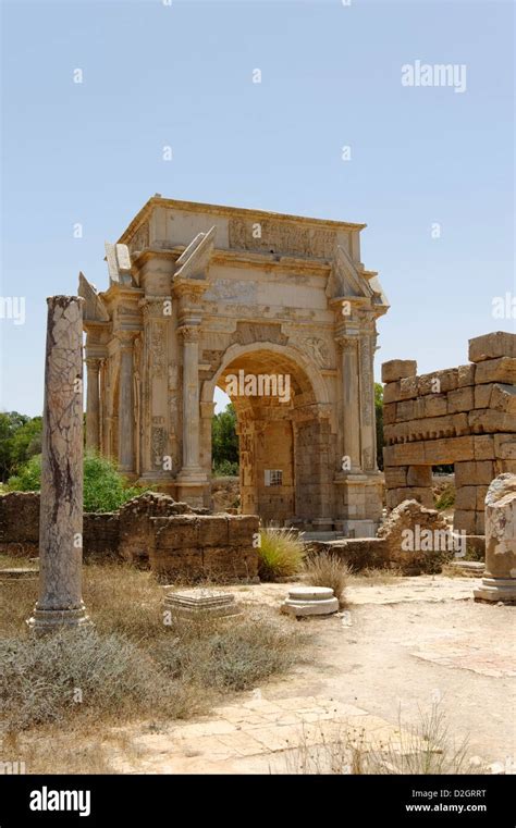 Leptis Magna Libya The Four Way Arch Of Septimius Severus Built In Ad 203 To Commemorate The