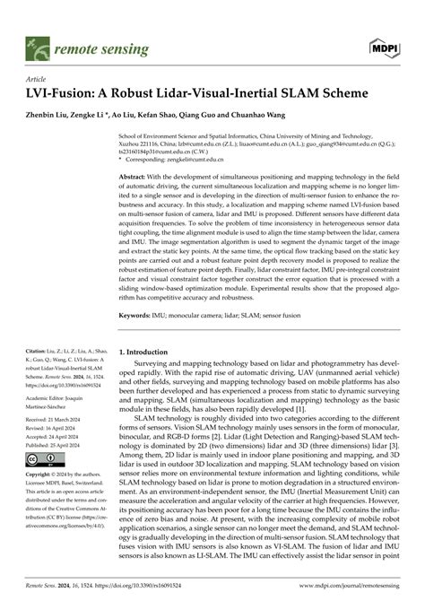 Pdf Lvi Fusion A Robust Lidar Visual Inertial Slam Scheme