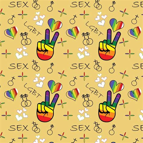 Same Sex Love Seamless Pattern With Thin Icons Coming Out Pride