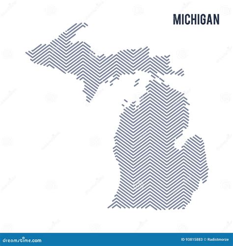 Vector Abstract Hatched Map Of State Of Michigan Isolated On A White Background Stock Vector