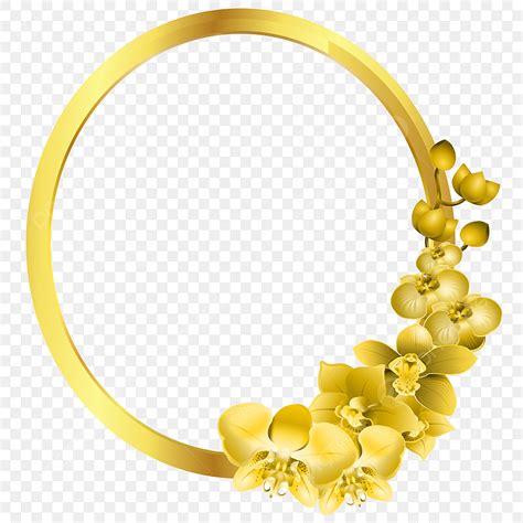 Golden Oval Frame Vector Hd Images Golden Floral Decorated Frame In