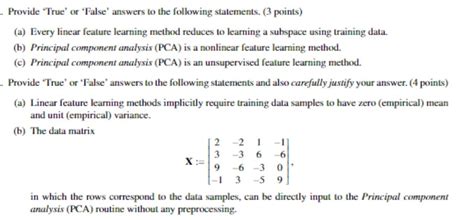 Solved Provide True Or False Answers To The Following