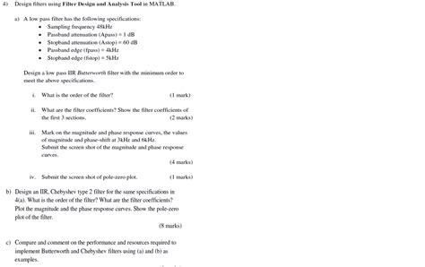 Solved 4 Design Filters Using Filter Design And Analysis