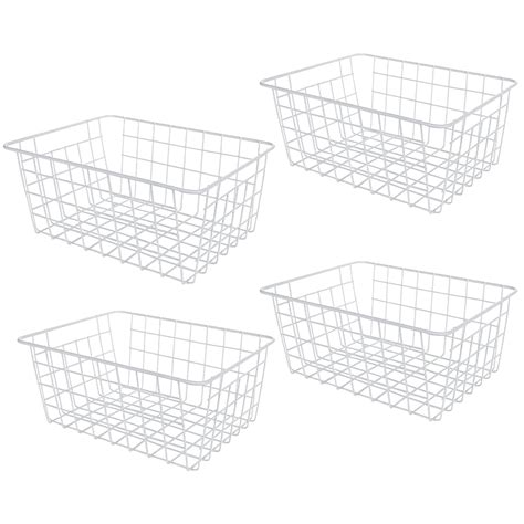 Lishine 4 Pack Deep Freezer Organizer Bins Stackable Wire Basket For Organizing