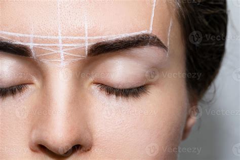 Woman During Professional Eyebrow Mapping Procedure 16264755 Stock Photo At Vecteezy