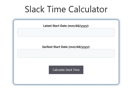 Slack Time Calculator Savvy Calculator