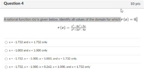 Solved Question 4a Rational Function Rx ﻿is Given Below