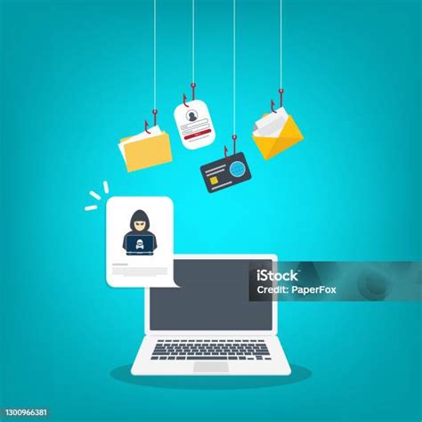 Hacker With Laptop Computer Stealing Confidential Data Personal Information And Credit Card