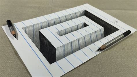 D Drawing Easy How To Draw The Number In D In A HOLE YouTube