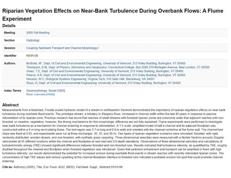 Pdf Riparian Vegetation Effects On Near Bank Turbulence During Overbank Flows A Flume Experiment