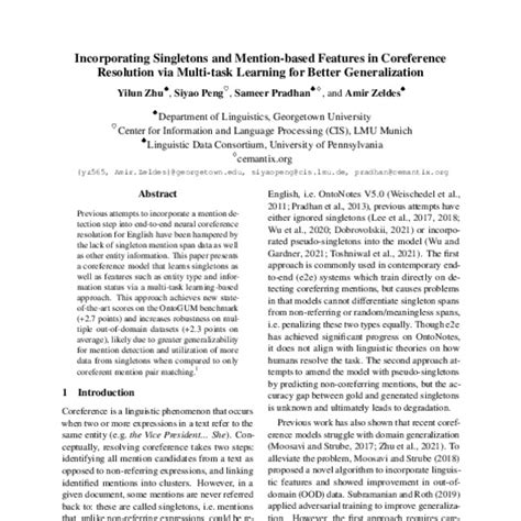 Incorporating Singletons And Mention Based Features In Coreference