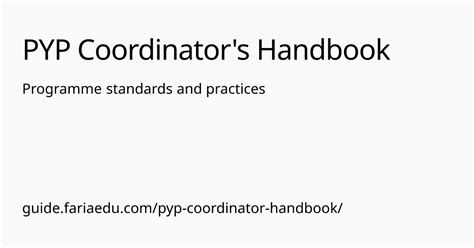 Programme Standards And Practices Pyp Coordinators Handbook