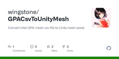 github wingstone gpacsvtounitymesh convert intel gpa mesh csv file