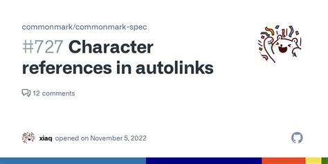 Character References In Autolinks · Issue 727 · Commonmarkcommonmark