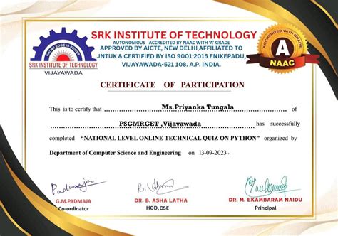 Priyanka Tungala On Linkedin Gald To Share My Certificate In National Level Online Technical