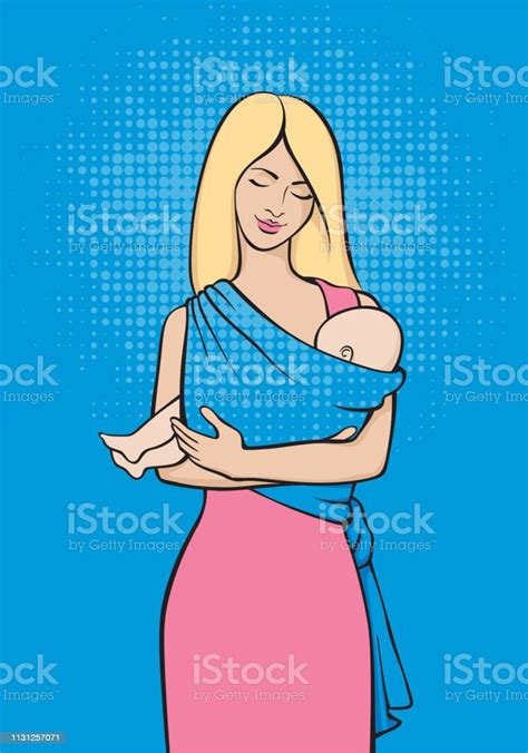 아름 다운 어머니 모유 수 유 그녀의 아기 아이팝 아트 스타일 벡터 일러스트 레이 션 팝 아트에 대한 스톡 벡터 아트 및 기타 이미지 팝 아트 여자 임신 Istock