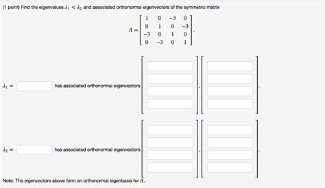 Solved 1 Point Find The Eigenvalues λ く42 And Associated