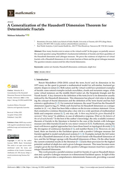 a generalization of the hausdorff dimension theorem for deterministic