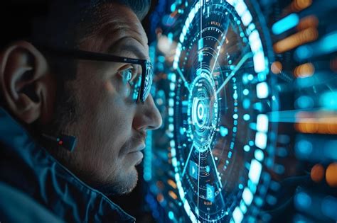 premium photo expert using hightech interfaces to safeguard info