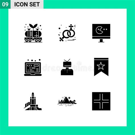Mobile Interface Solid Glyph Set Of 9 Pictograms Of Esteem Affirmation