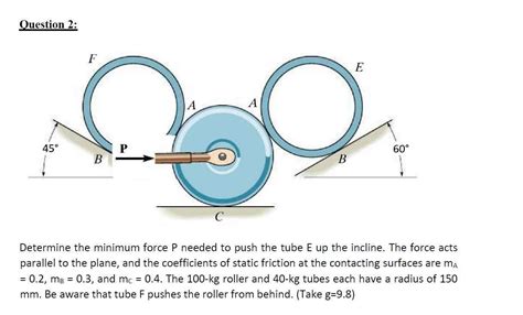 ouestion 2 determine the minimum force p needed to