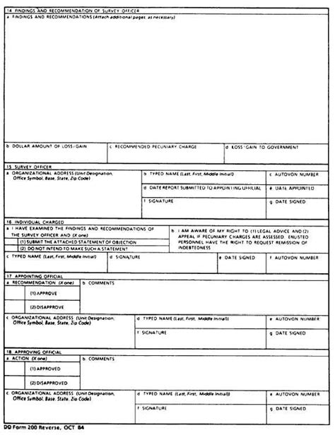 Report Of Survey Dd Form 200 Reverse