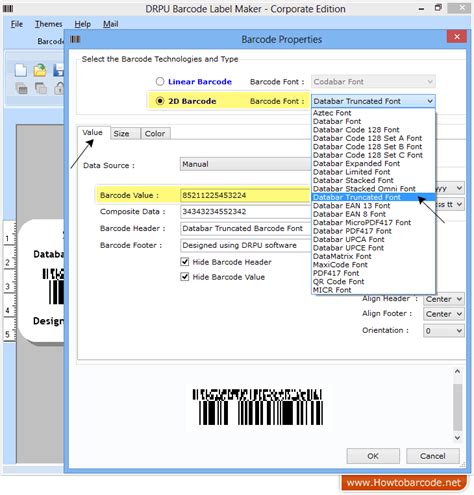 Databar Truncated 2d Barcode Font Howtobarcode