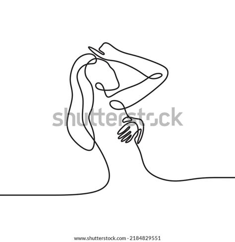 Vektor Stok Sexy Female Body Illustration Continuous Drawing Tanpa Royalti