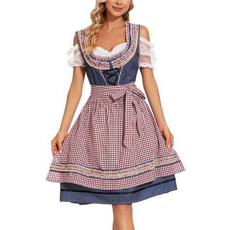 Bavarian Beer Girl Dirndl Dress Women German Traditional Oktoberfest
