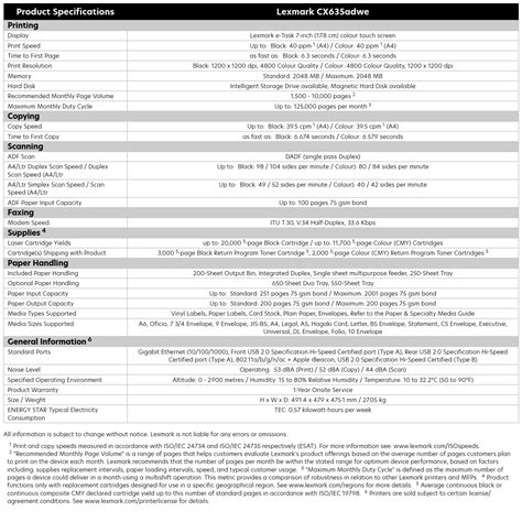 Lexmark Cx635adwe Wireless A4 Colour Laser Multifunction Printer Print Scan Copy And Fax