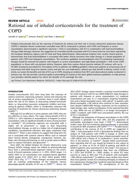 Rational Use Of Inhaled Corticosteroids For The Treatment Of Copd Pdf Chronic Obstructive