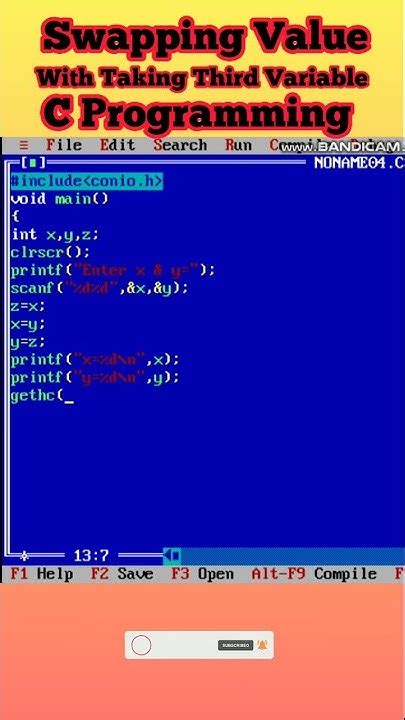 Swapping Value Program With Taking Third Variable In C Ll Short Ll Shorts Ll Shortsvideo Ll