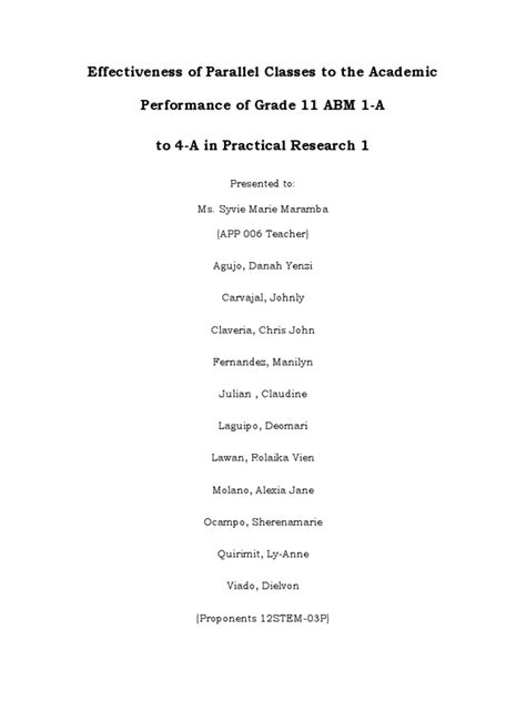 Parallel Class Researchg3 Pdf Teaching Method Teachers