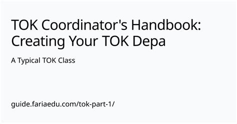 A Typical Tok Class Tok Coordinators Handbook Creating Your Tok Depa