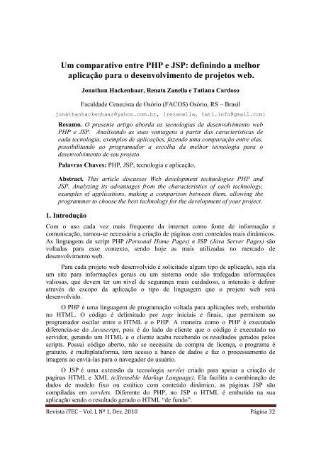 Um Comparativo Entre PHP E JSP Definindo A Melhor Facos
