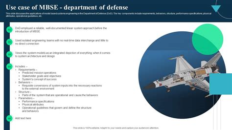 Use Case Of MBSE Department Of Defense Integrated Modelling And