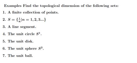 Solved Examples Find The Topological Dimension Of The